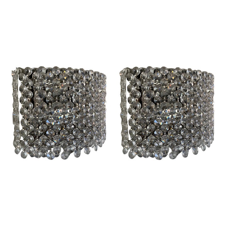 Set of Two Geomatrix by Schonbek Refrax Sconces With Swarovski Crystals ...