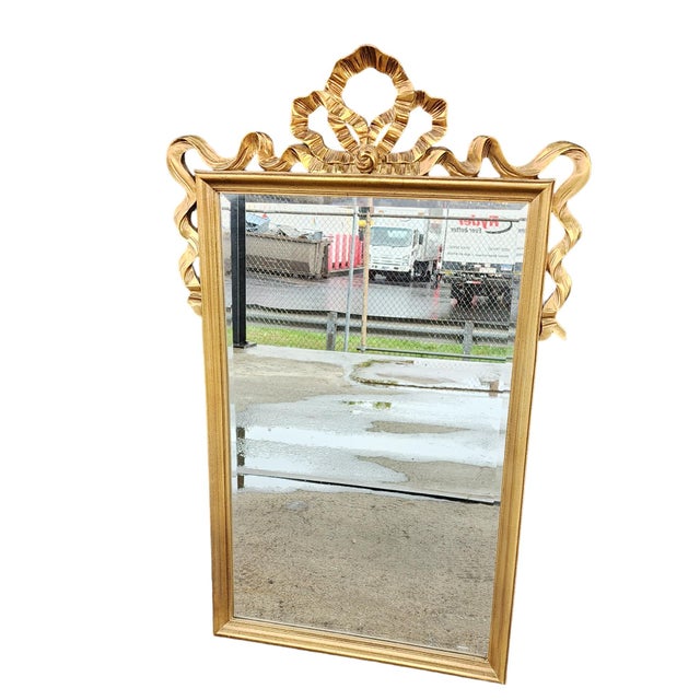 Vintage Carolina Mirror Corp Ribbon Crested Beveled Hanging Wall Mirror ...