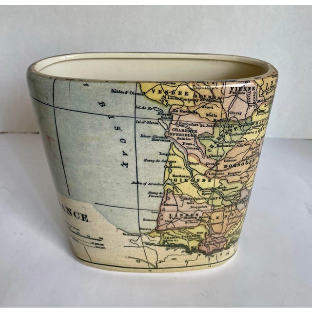 Vintage Ceramic Map of France Oblong Vase by 3-G Imports | Chairish