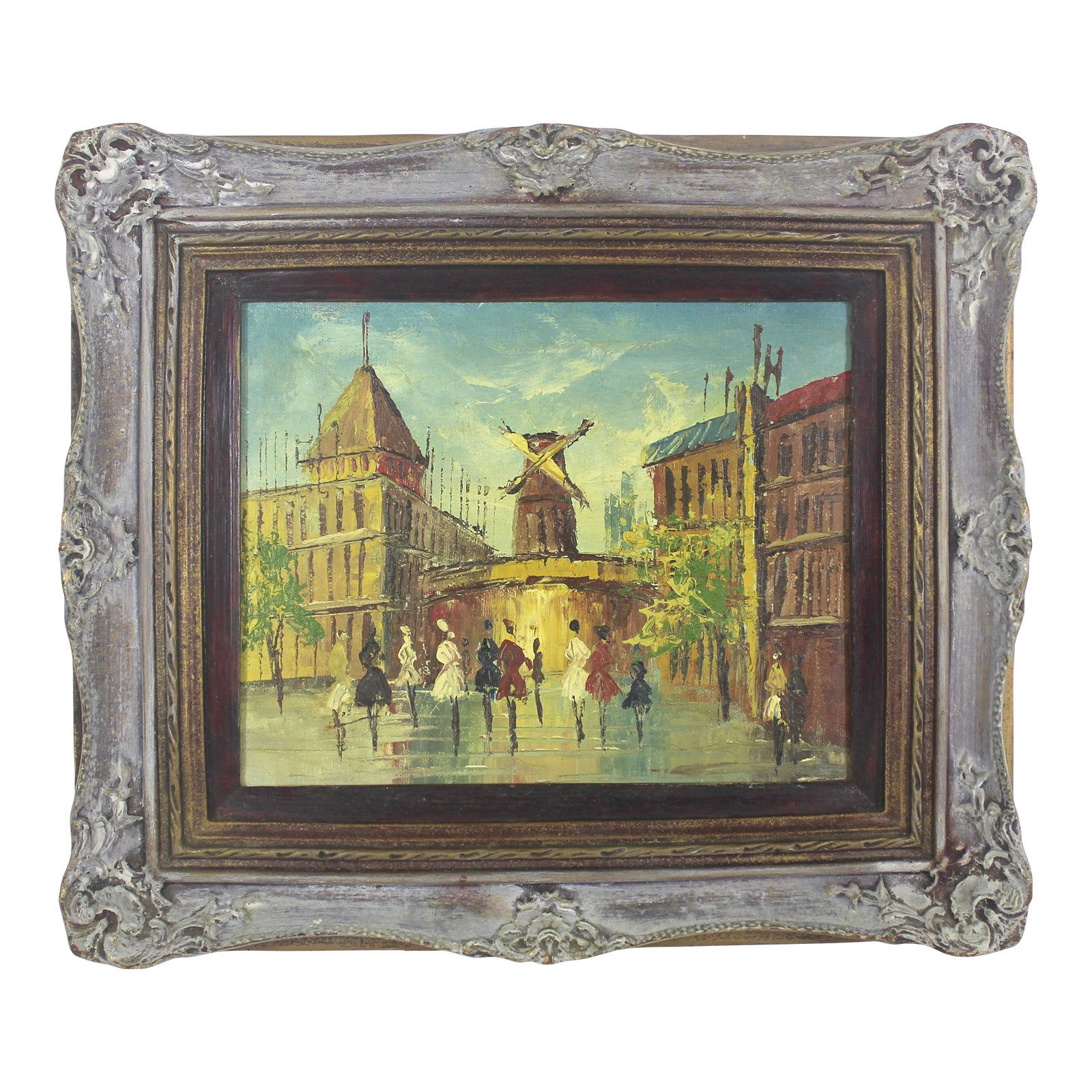 Vintage European City Scene Paris France Oil Painting, Framed, Small ...
