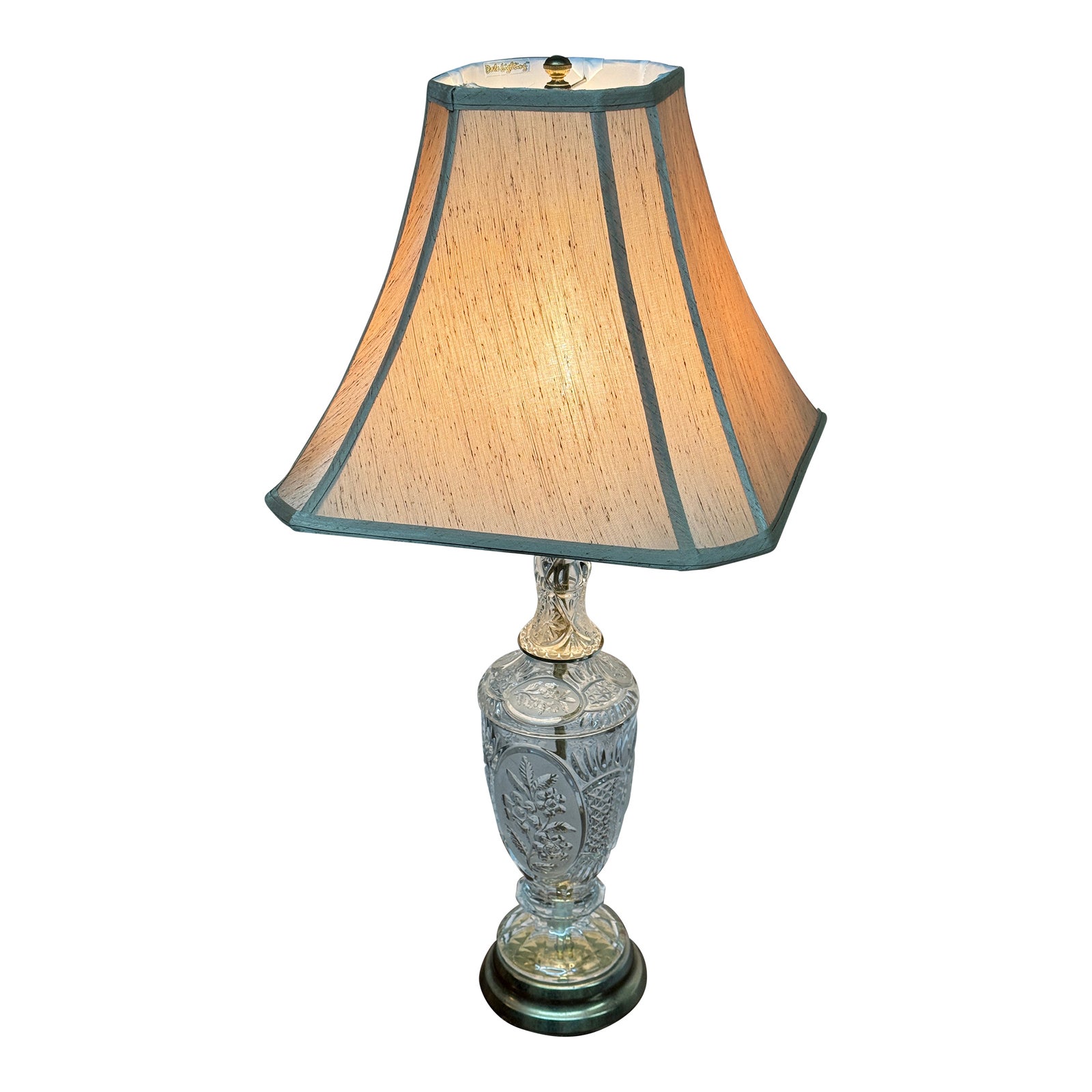 Dale Lighting Cut + Etched Cut Glass Table Lamp | Chairish