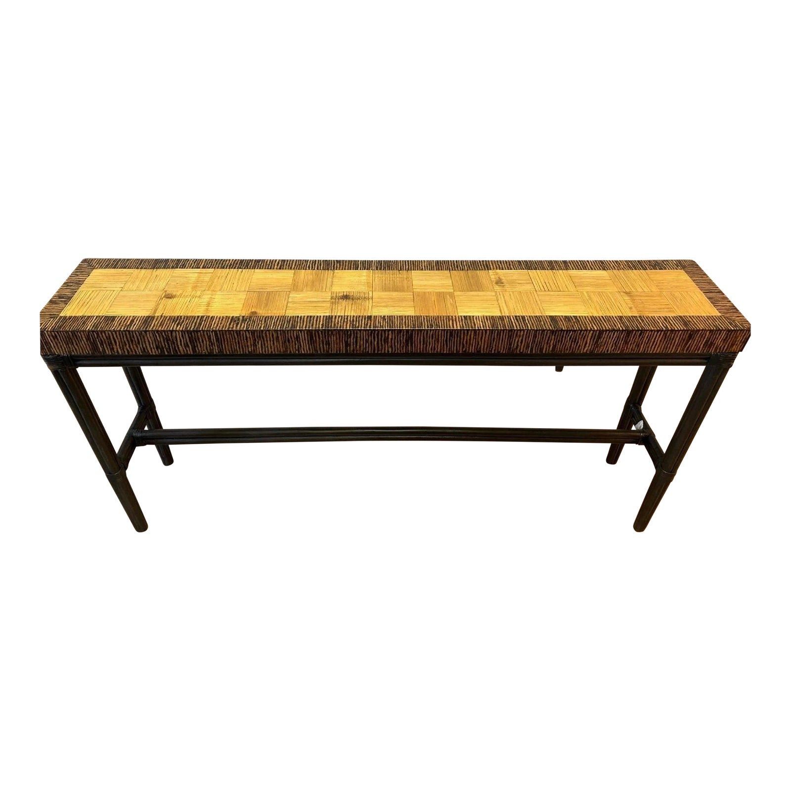 LaCor Amali Bamboo Coco Rattan Console Table | Chairish