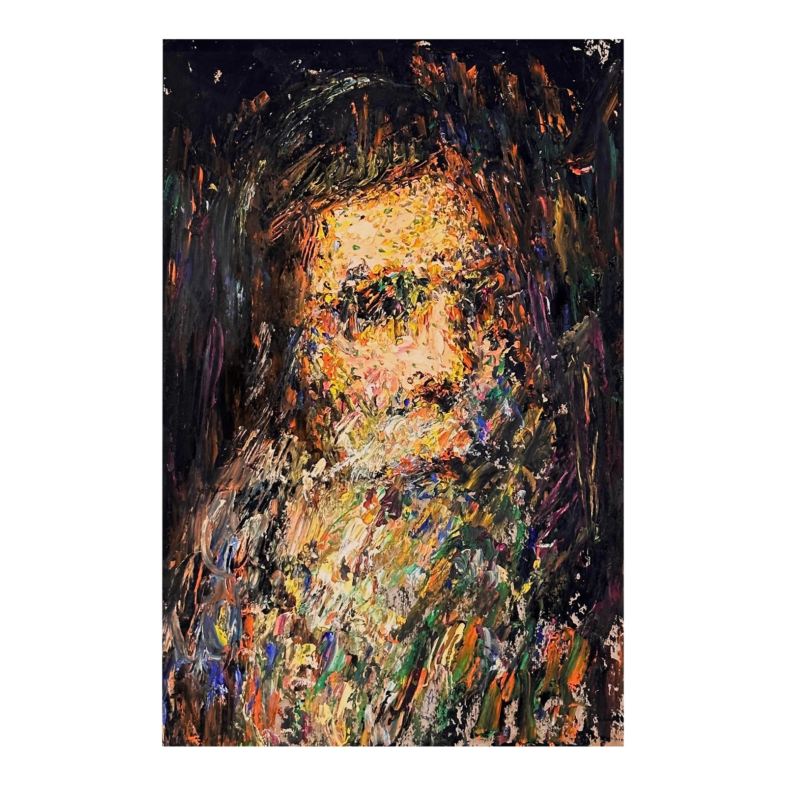 Vintage Abstract Figurative Portrait of Bearded Man, Signed (C. 1994 ...