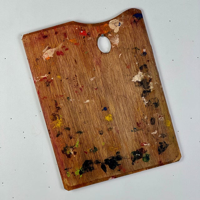 Vintage Artist's Rectangular Painting Palette With Multicolor Remnant ...