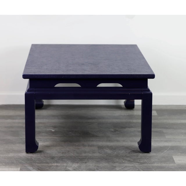 Carl Springer Style Blue Raffia Coffee Table | Chairish