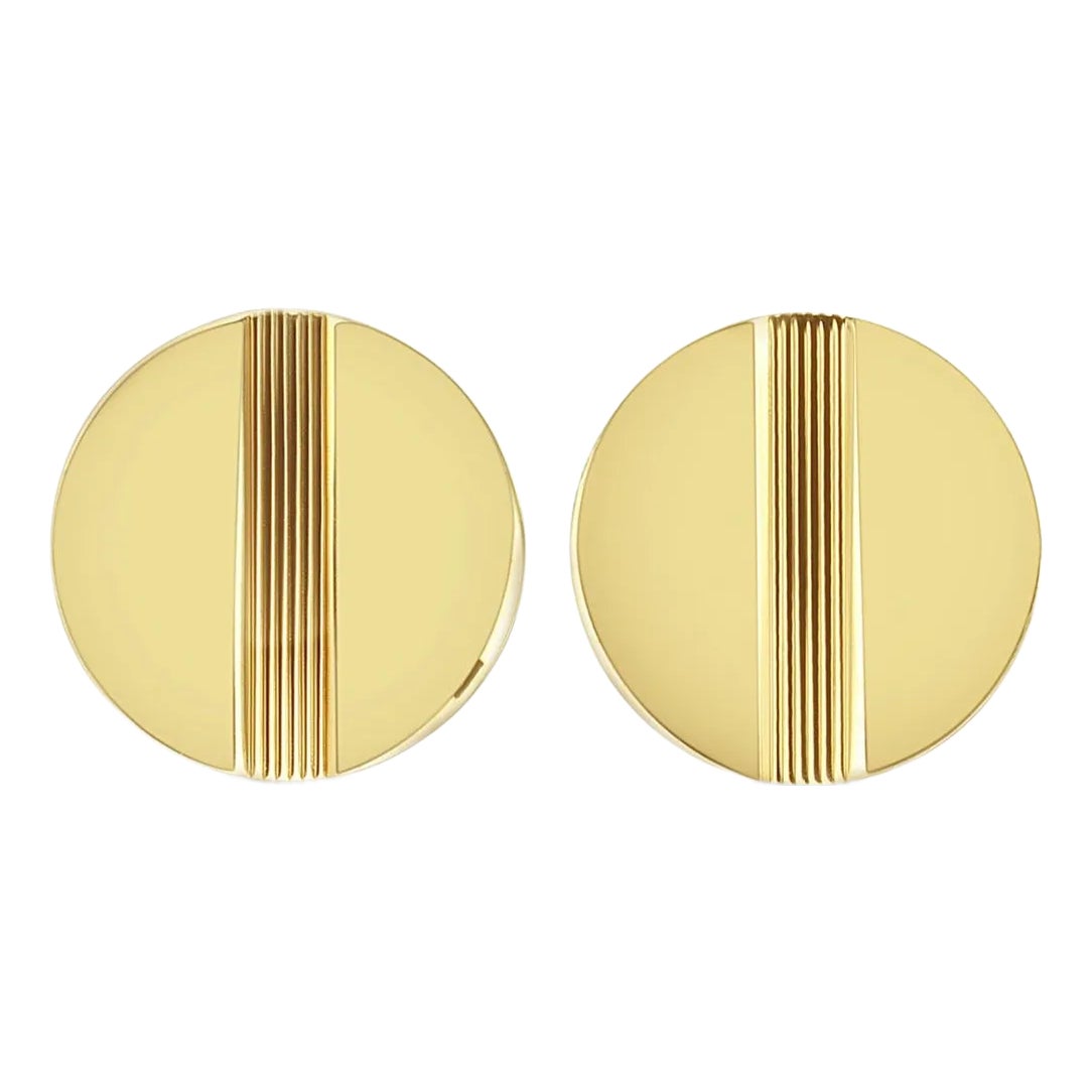 Cuff Links with Diagonal Line Design, 2 Pieces | Chairish