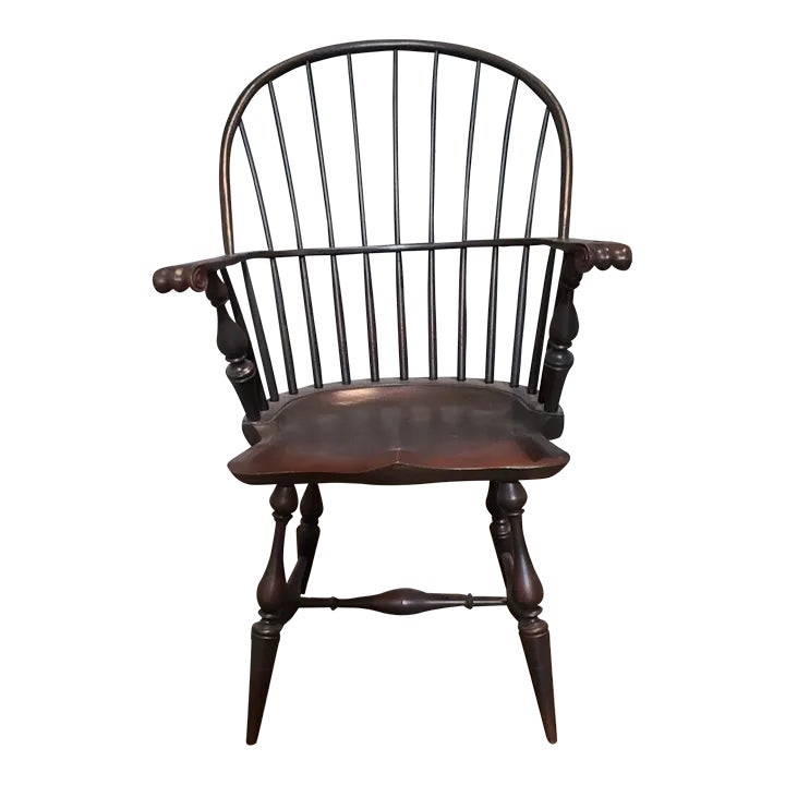 River Bend Sack Back Black Arm Windsor Chair Carved Knuckles Ohio Bench ...