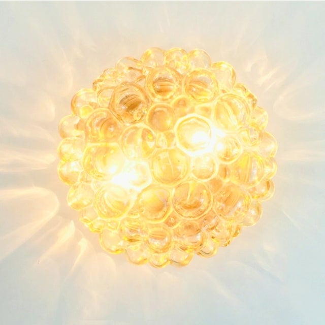 Large Mid-Century Modern Amber Bubble Glass Ceiling Light/Flush Mount ...