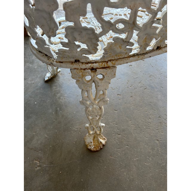 Mid 20th Century White Grapevine and Leaf Cast Iron Bench Settee | Chairish