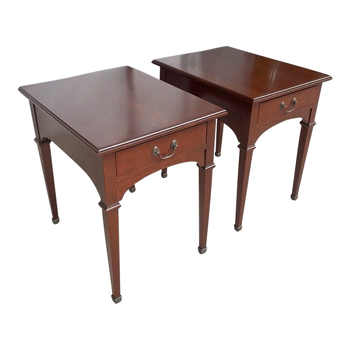 Pair of Harden Solid Cherry 1 Drawer Side Tables | Chairish