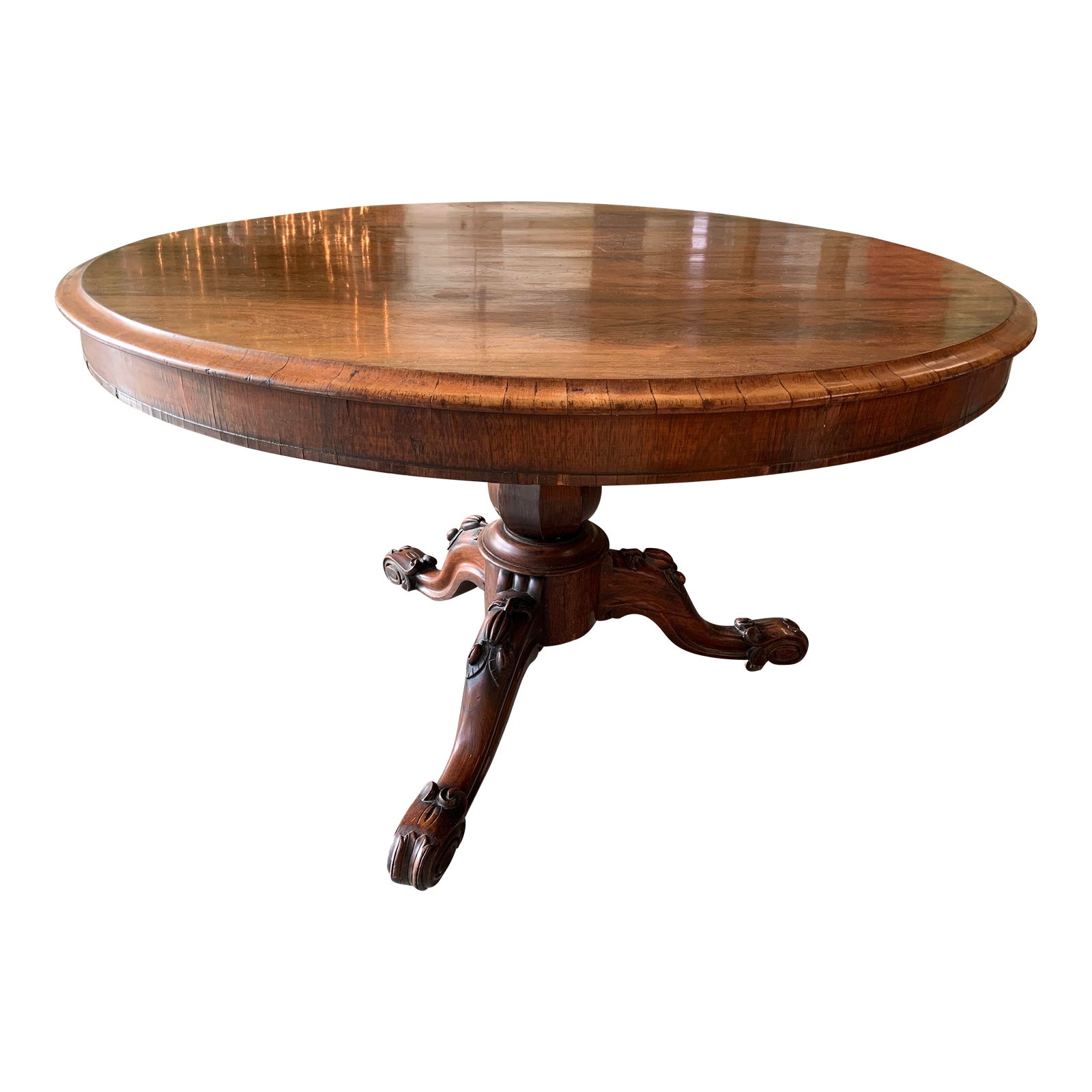 Round Wooden Tilt Table | Chairish