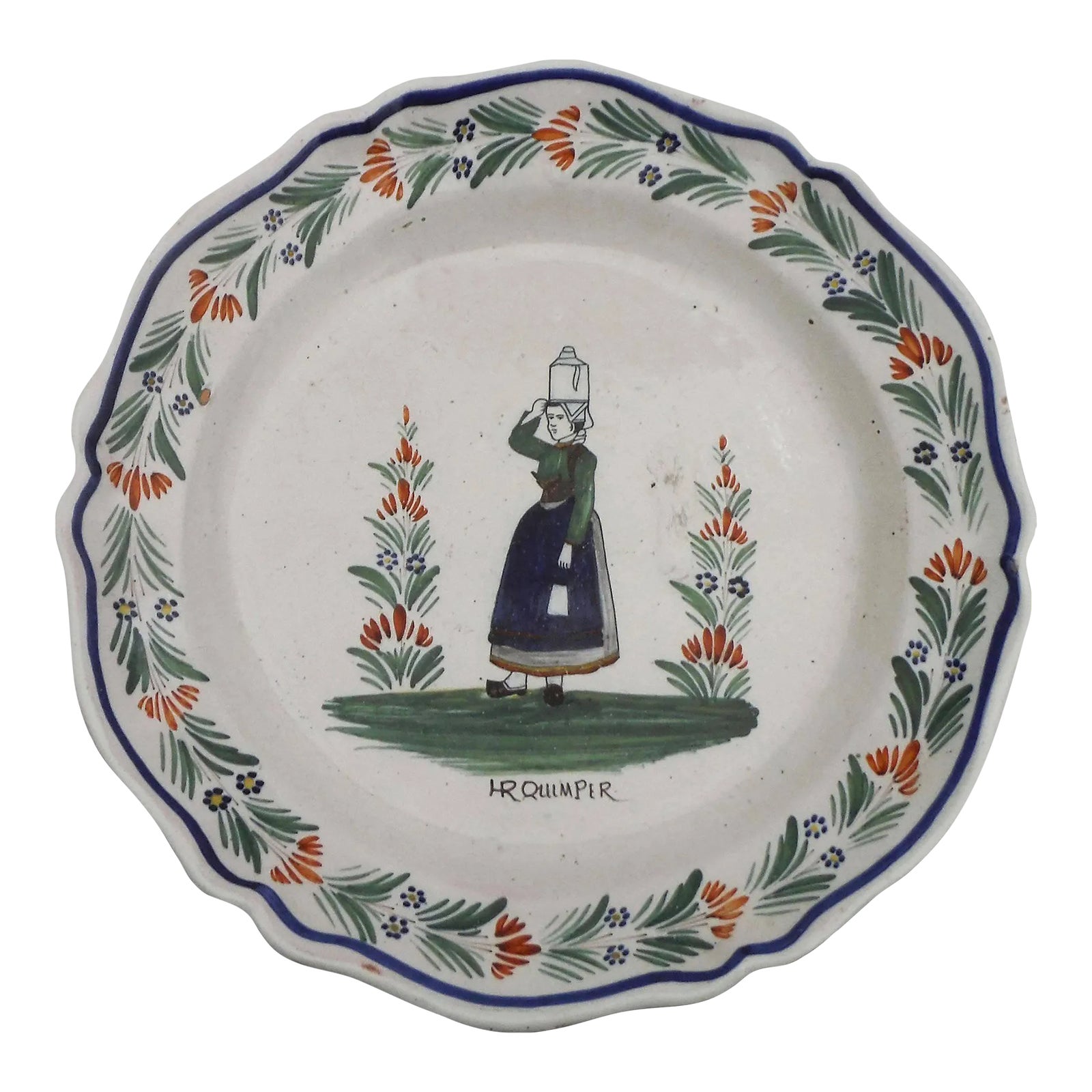 Late 19th Century Henriot Quimper French Faience Platter | Chairish