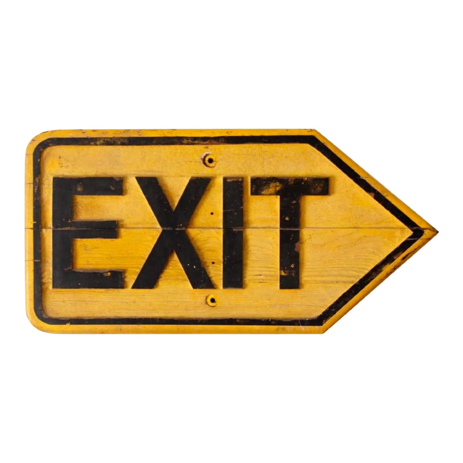 Vintage Rustic Wood Exit Sign | Chairish