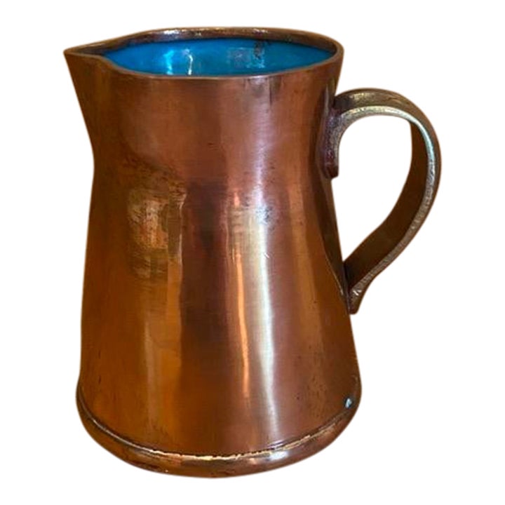 Vintage Small Copper Pitcher or Vase With Brass Handle | Chairish
