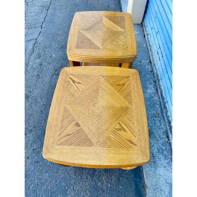 California Coastal Oak Parquet End Tables (Set of Two) | Chairish
