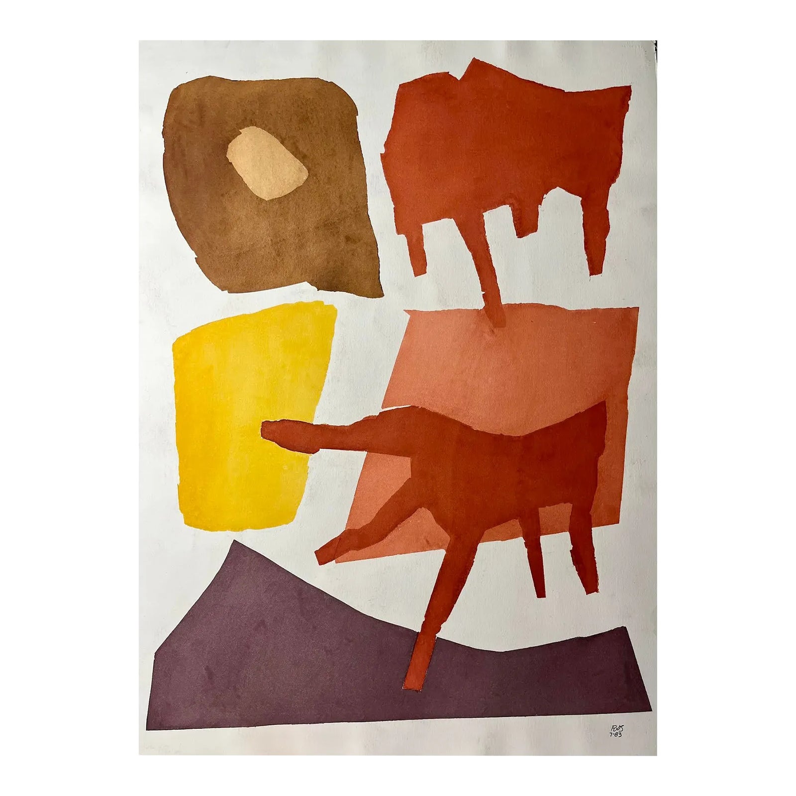 Vintage Abstract Figural Watercolor Painting by Roger Stokes 22" X 32 ...