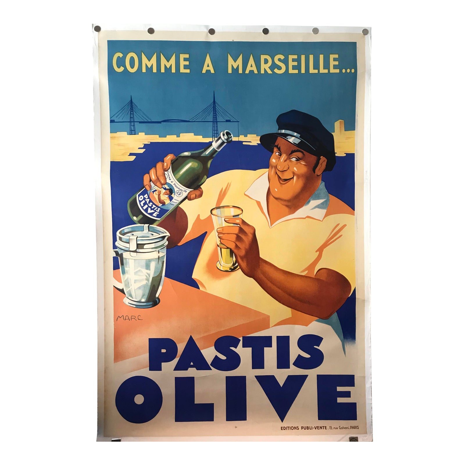 1930s Pastis Olive French Poster | Chairish