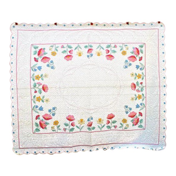 American Applique Bed Quilt | Chairish