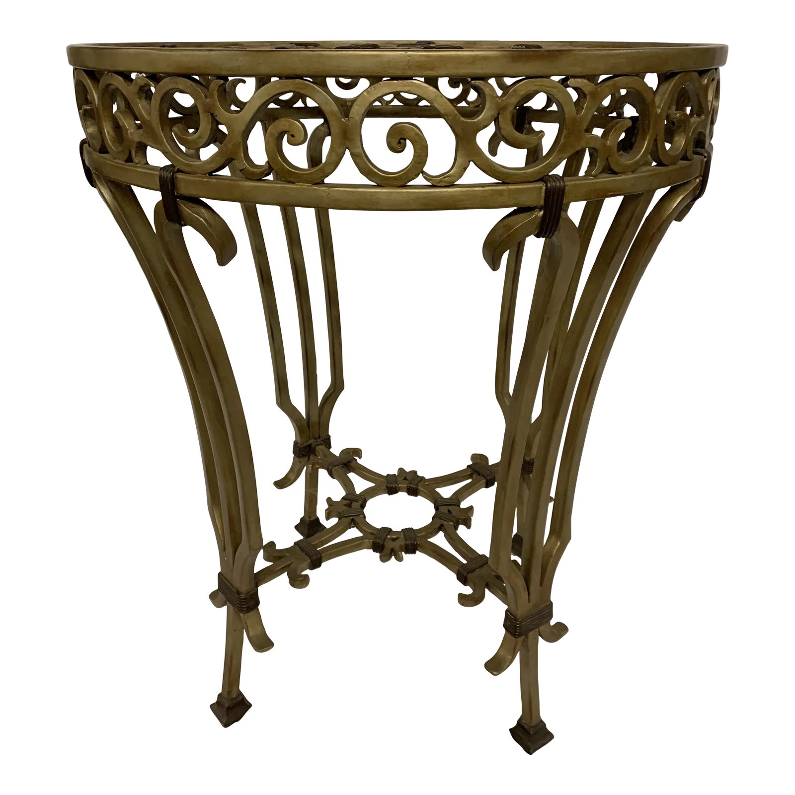 1990s Handcrafted Steel and Brass Table | Chairish
