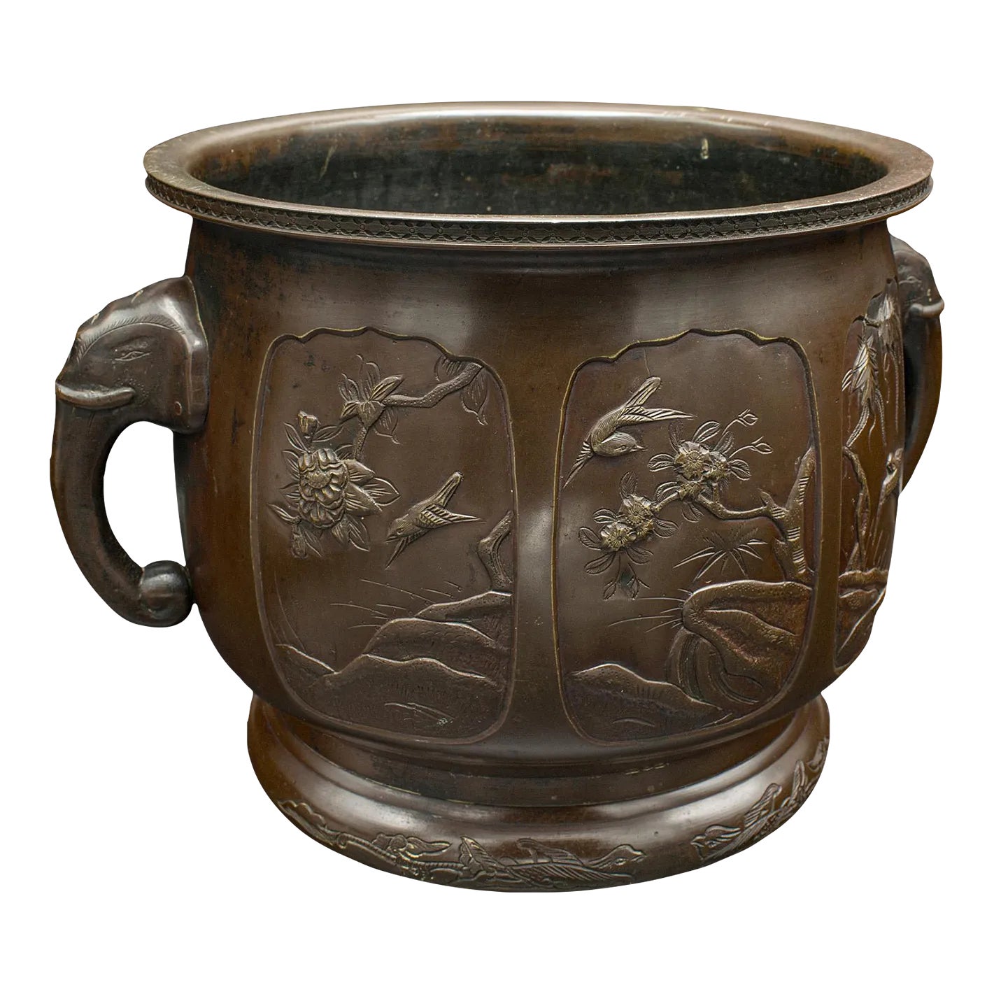 1860's Antique Bronze Japanese Planter | Chairish