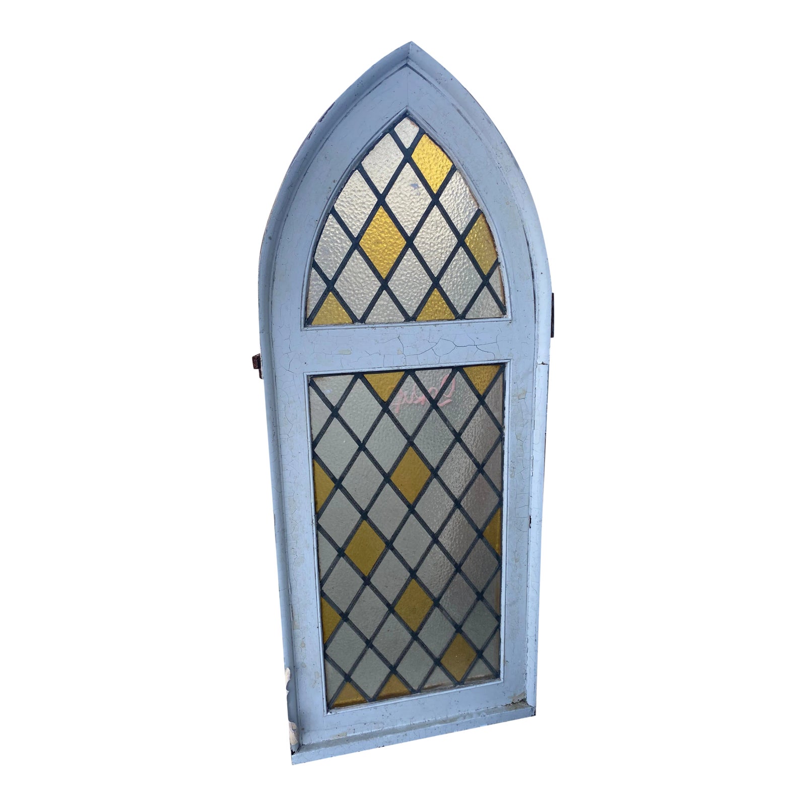Arched Cathedral Spanish Tutor Style Leaded Glass Window | Chairish
