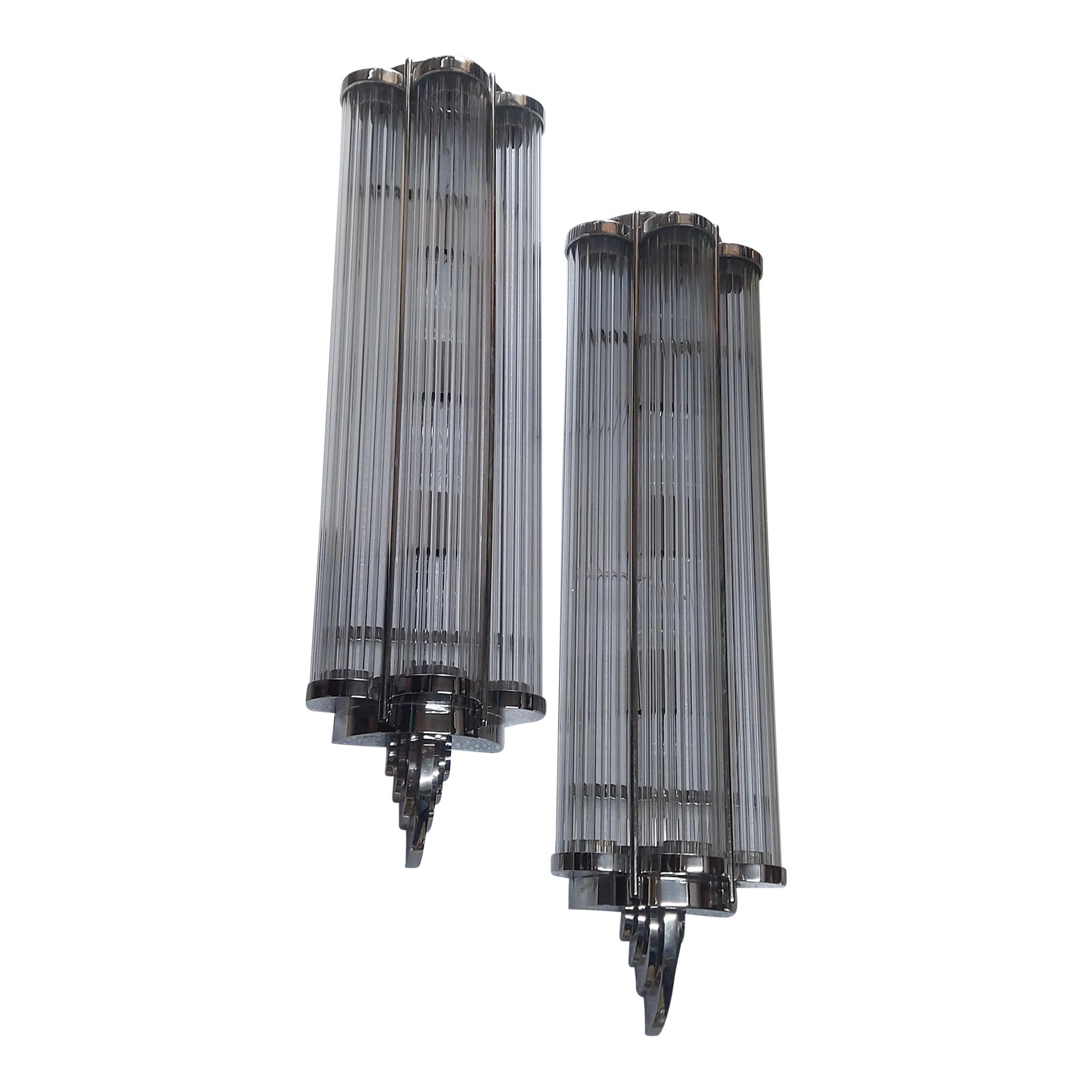 1940s Large Size Pair Vintage Art Deco Skyscraper Wall Sconces Fixture ...