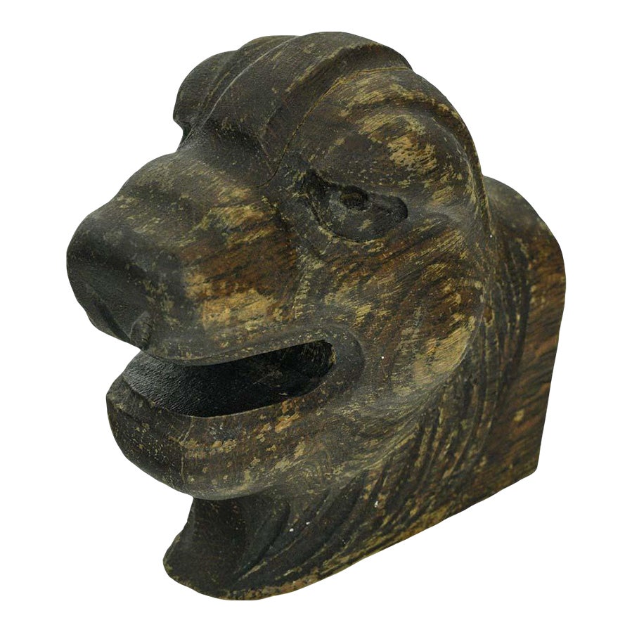 Late 20th Century Hand Carved Chestnut Animal Head | Chairish