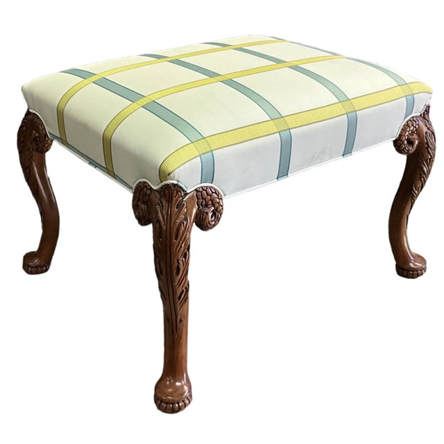 Georgian Style Carved Mahogany Ottoman / Stool Att. Theodore Alexander ...