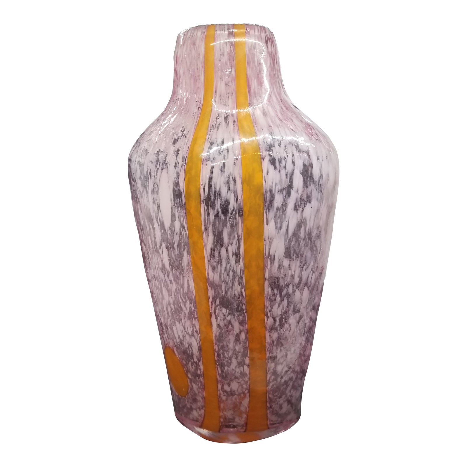 Contemporary Tall Mad Splash Art Glass Vase | Chairish