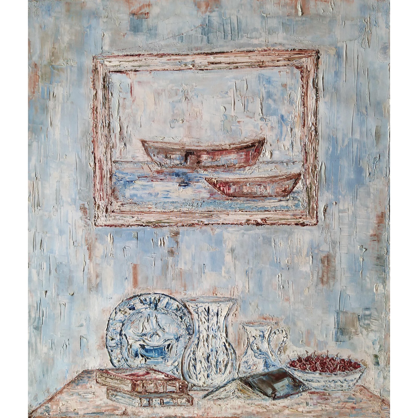 "La Mer" Contemporary Original Expressionist Interior Scene Painting ...