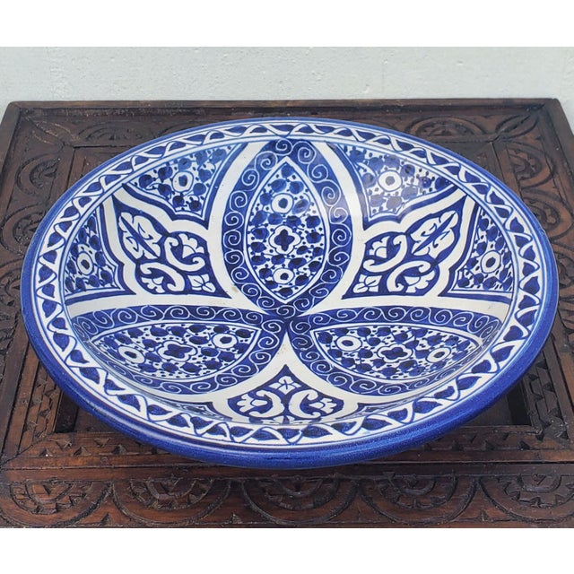 21st Century Moroccan Hand Painted Pottery Plate, Blue 6 Lhlm29 12-6 ...