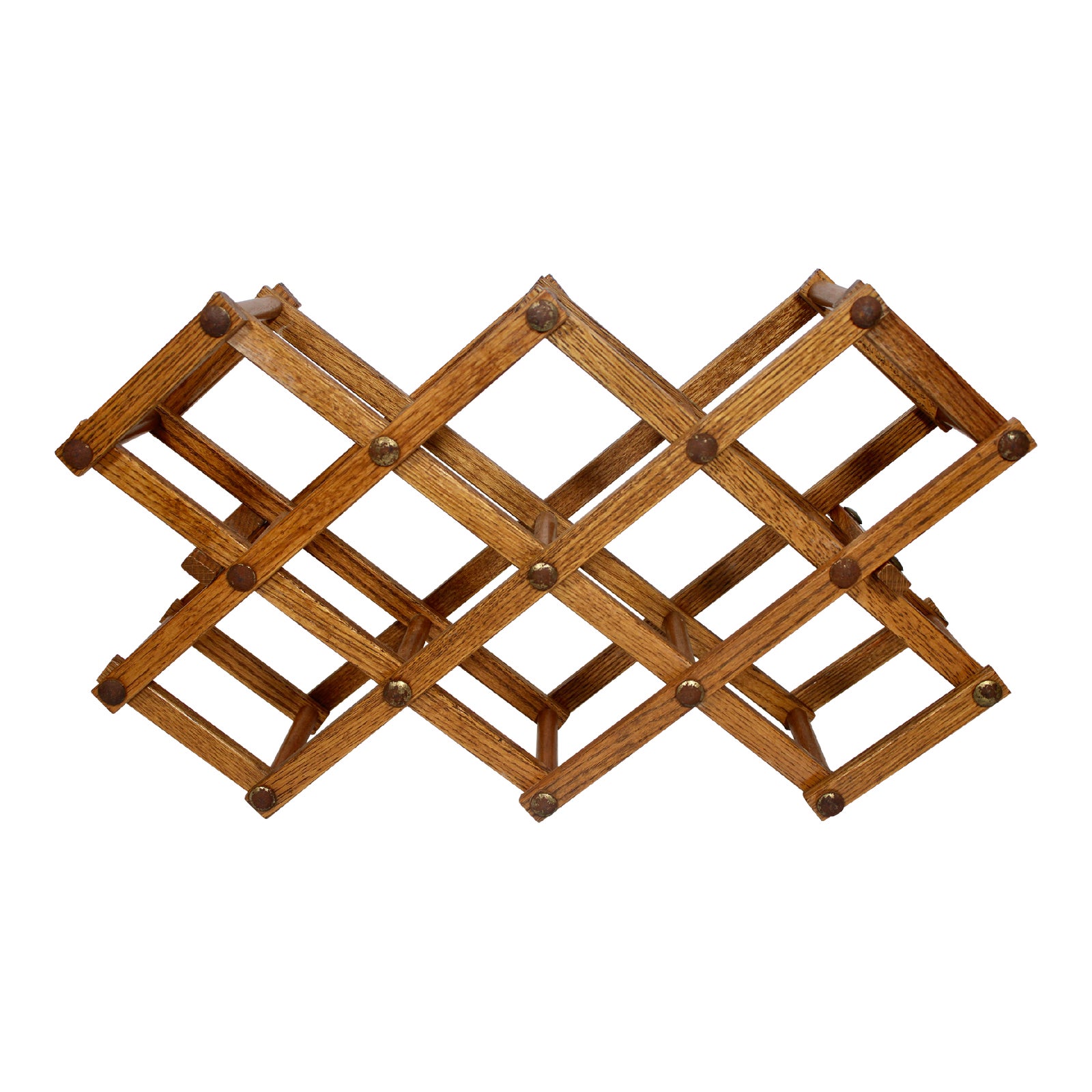 Mid Century Modern Accordion Style Wooden Wine Rack | Chairish