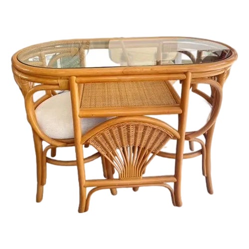Mid 20th Century Romantic Bamboo Honeymoon Table Set | Chairish