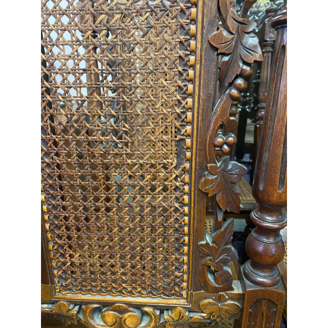 French Antique Carved Walnut Hunt Style Renaissance Cane Side Chairs ...