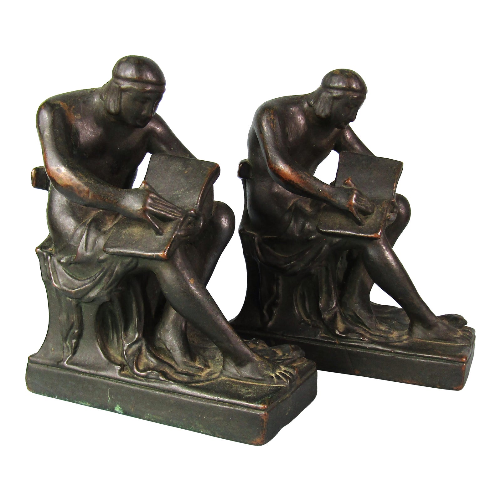 Pompeian Bronze Bookends Roman Scribe by P. Manfredi Art Deco 1920's- a ...