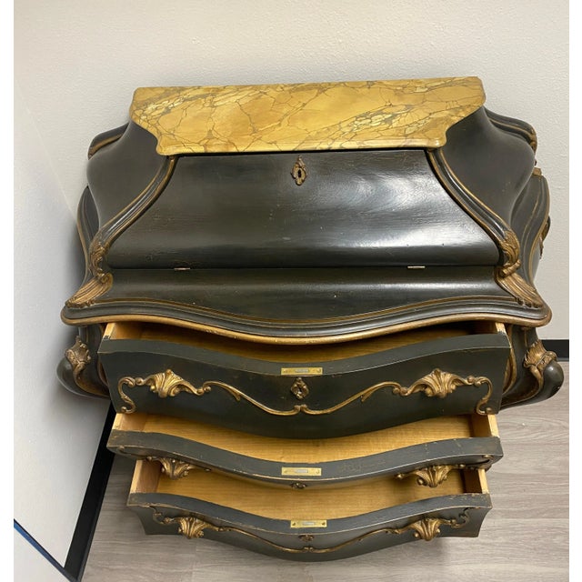 Vintage Drop Front Bombe Secretary Desk Chest | Chairish