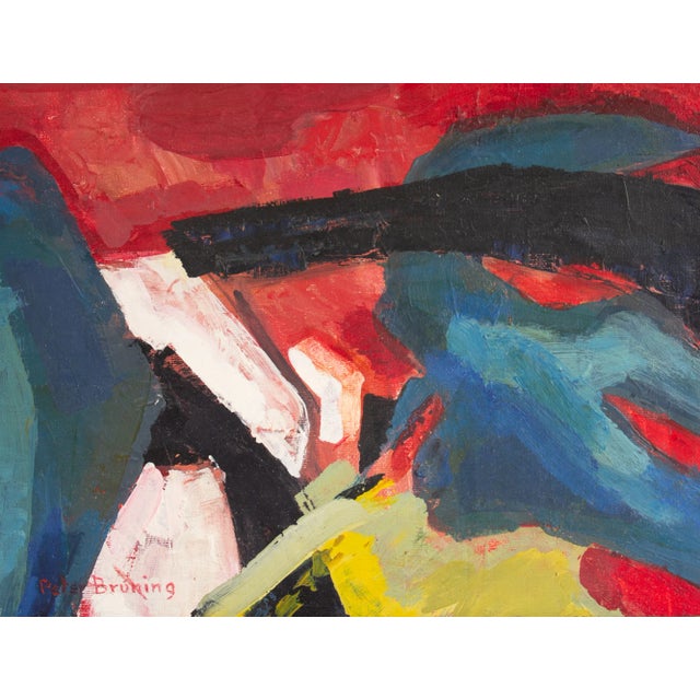 Oil on Board Abstract Painting by Peter Bruning | Chairish