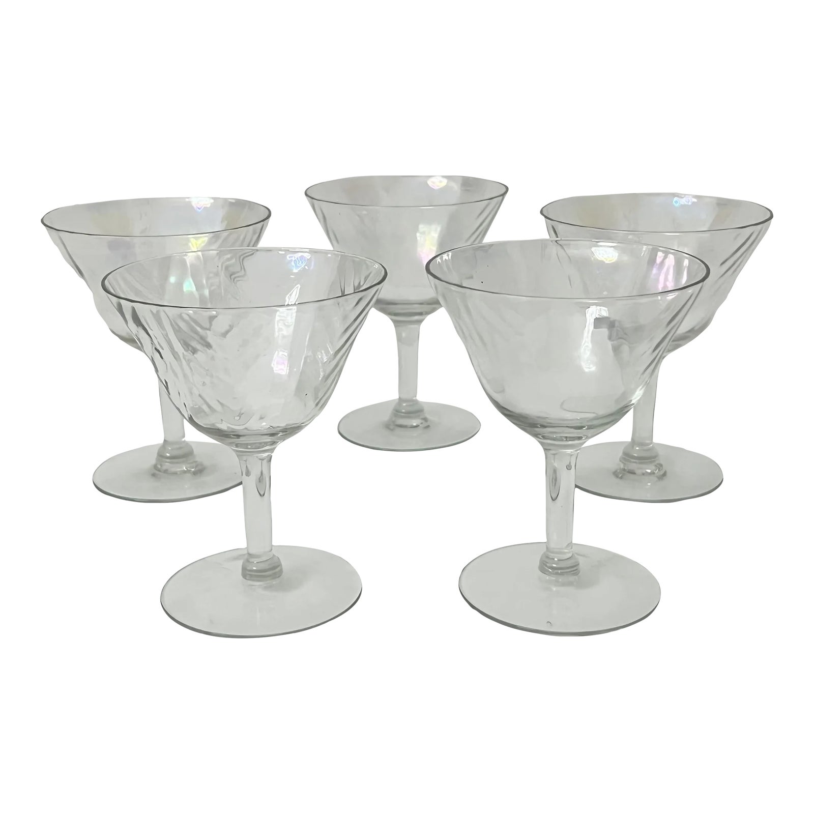 Vintage C1960s Iridescent Stem Glasses Martini Champagne, Set of 5 ...