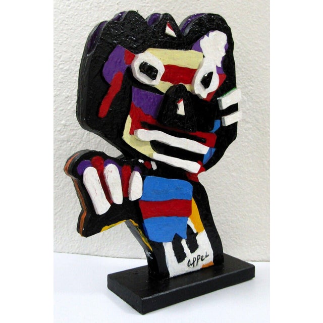 1987 Karel Appel Abstract 3D Wood Sculpture of a Dancing Girl Signed ...