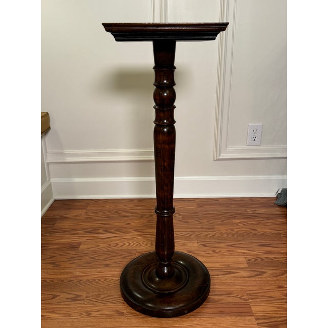 Vintage Traditional Style English Oak Wood Turned Column Pedestal/Plant ...