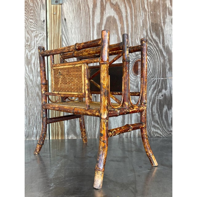 Vintage Coastal Tortoise Shell Finish Magazine Rack | Chairish