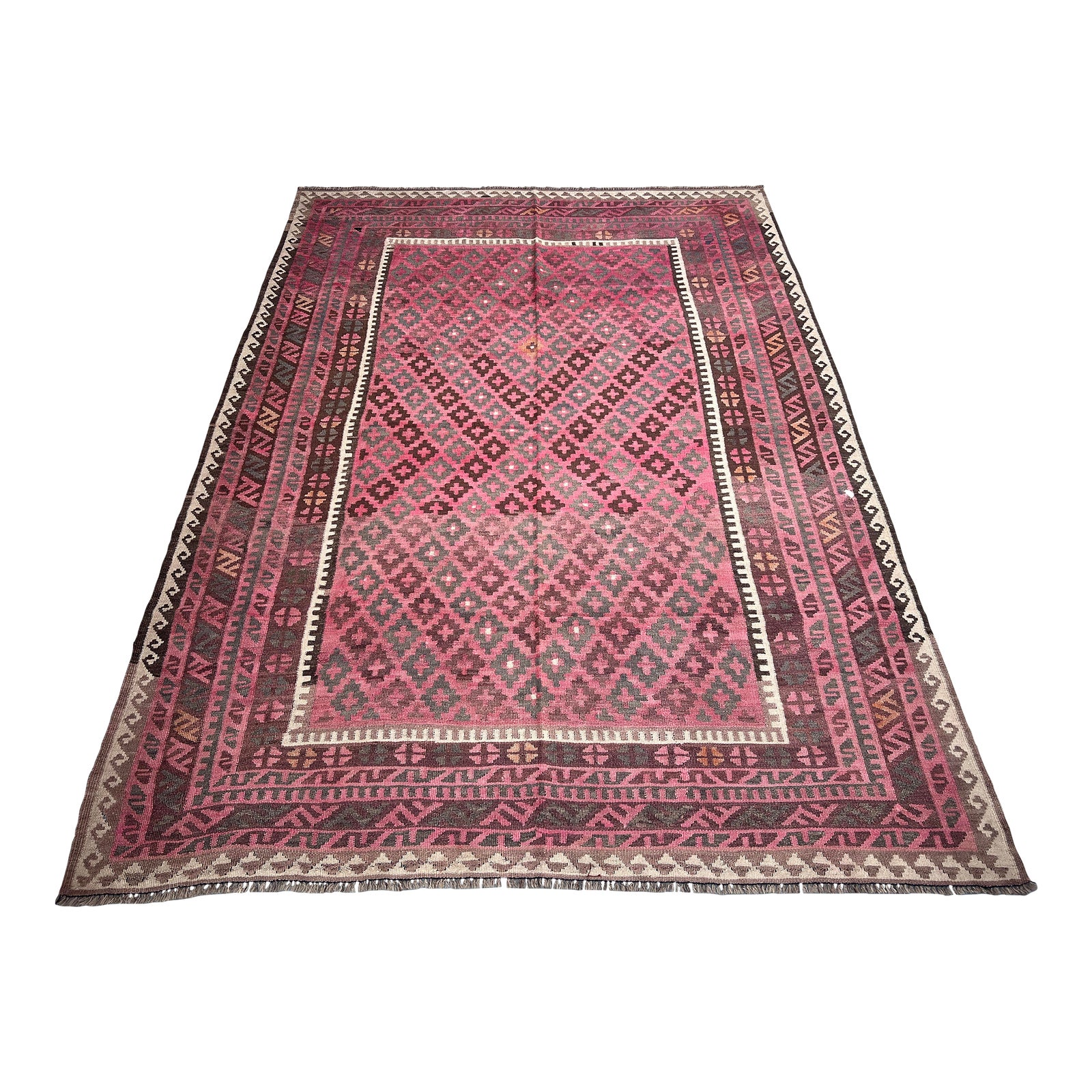 6'6" X 8'8" Vintage Turkmen Flat Weave Rug | Tribal Wool Afghan Rug ...