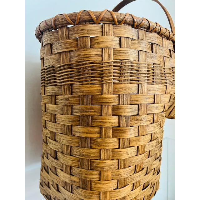 Hand Woven Wood Stair Basket - Signed by Craftsman | Chairish