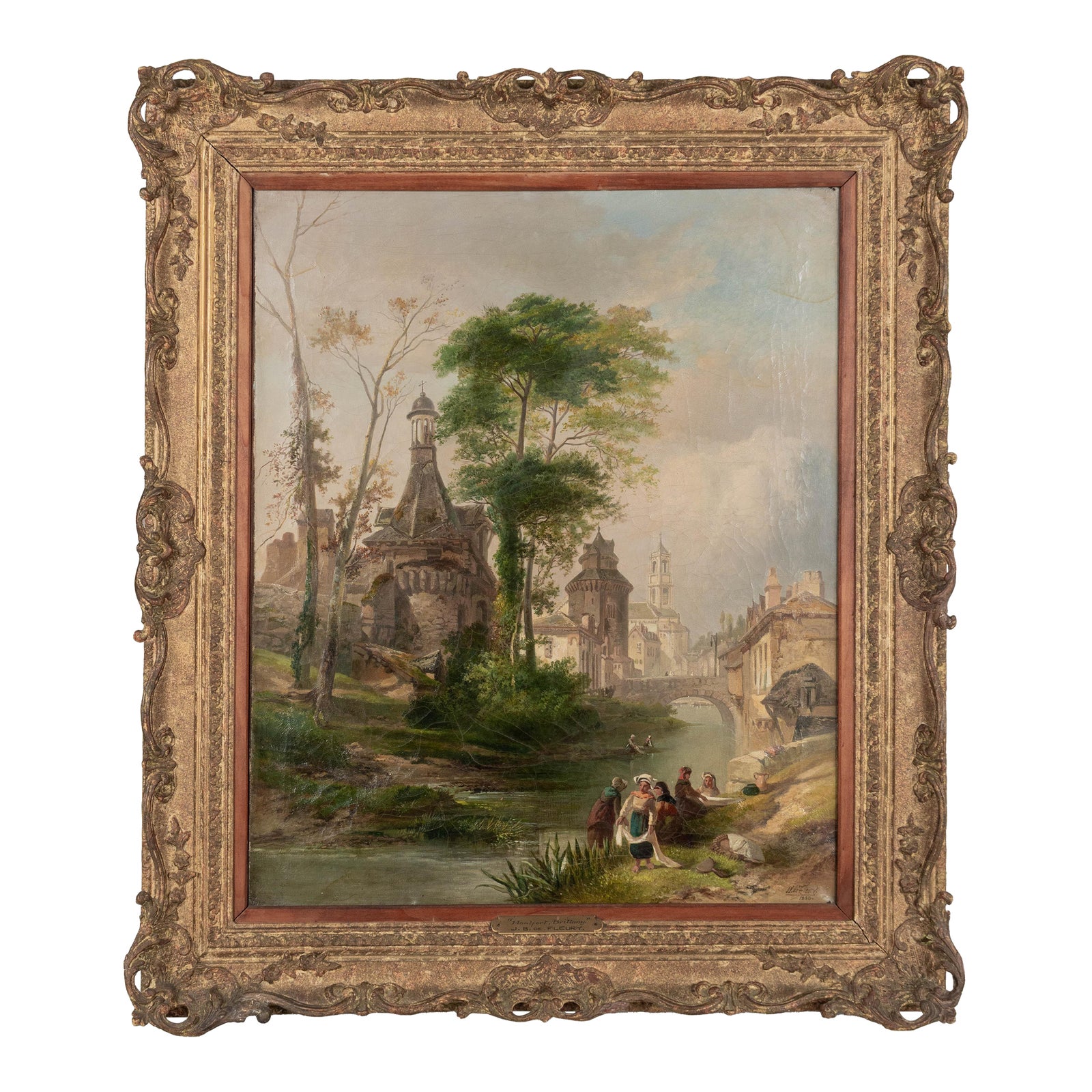 19th Century Painting by James Vivien De Fleury "Montfort, Brittany ...