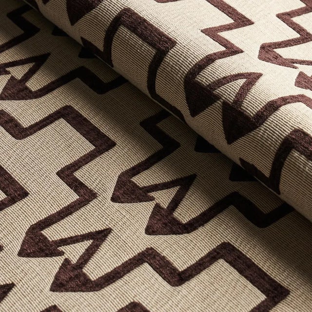 Sample - Schumacher X David Kaihoi Turkish Step Fabric in Brown | Chairish