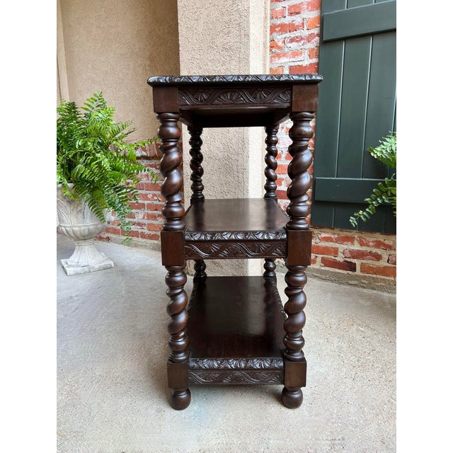 Antique French Carved Oak Server Sideboard Barley Twist Bookcase ...