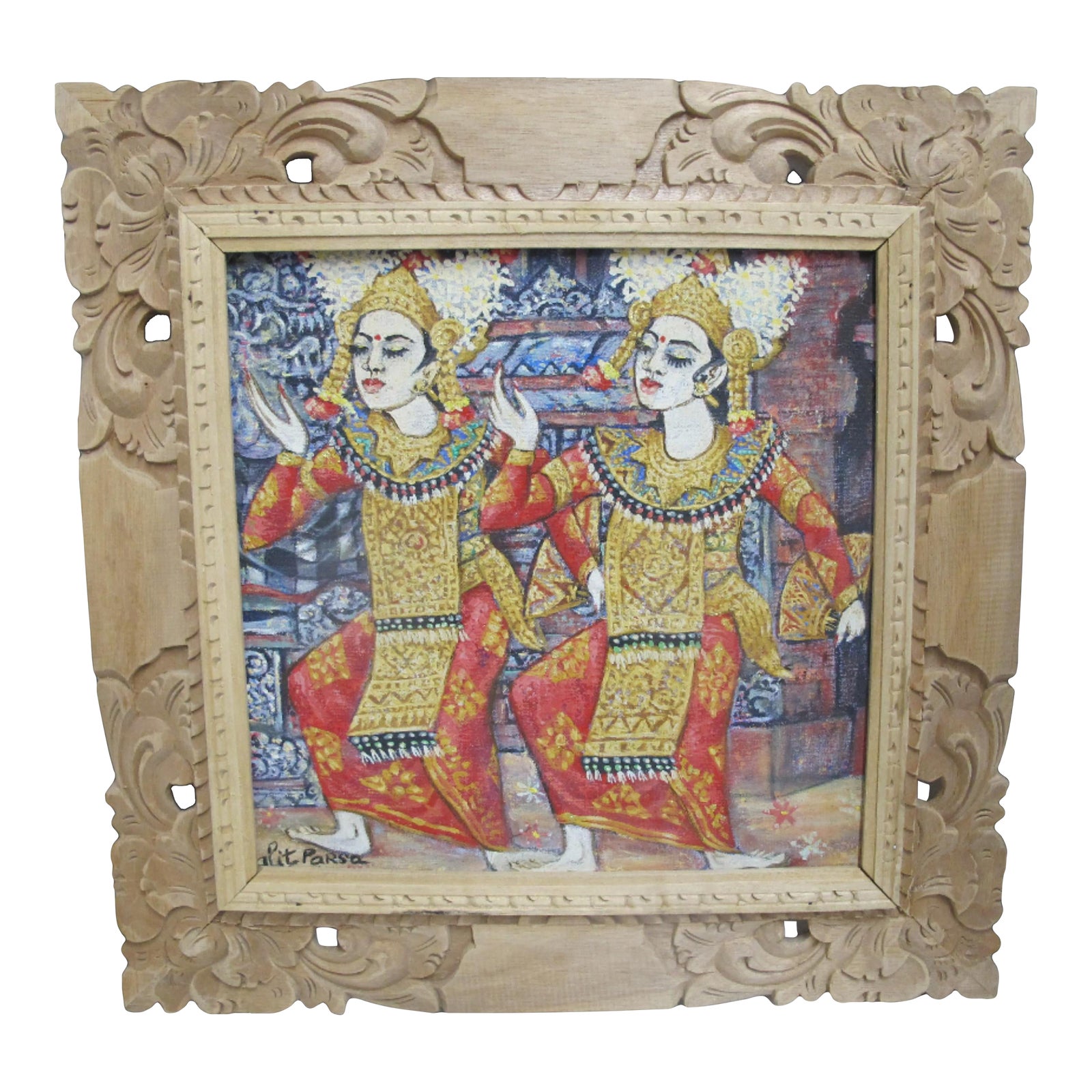 Apit Parsa Carved Wood Frame Traditional Balinese Dancers Colorful ...