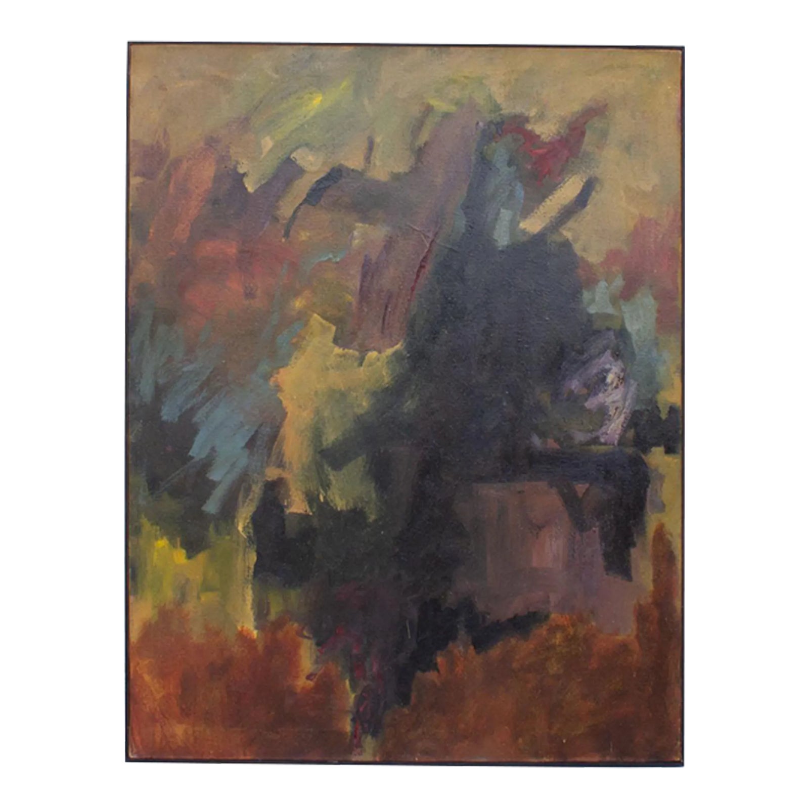 1965 Oil on Canvas Abstract Painting Signed by Steve Redman | Chairish