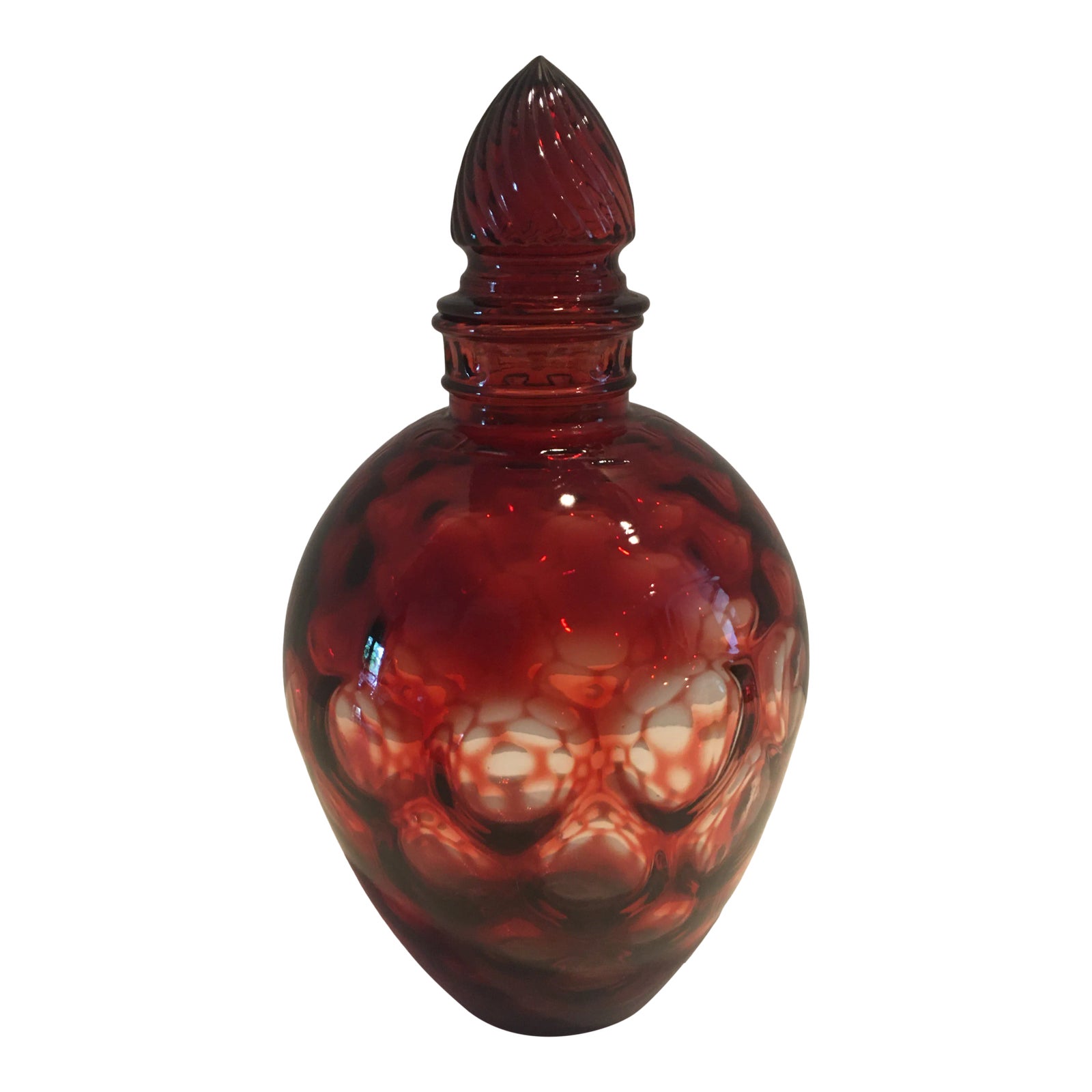 Vintage Wheaton Ware Ruby Red Inverted Honeycomb Thumbprint Bottle ...