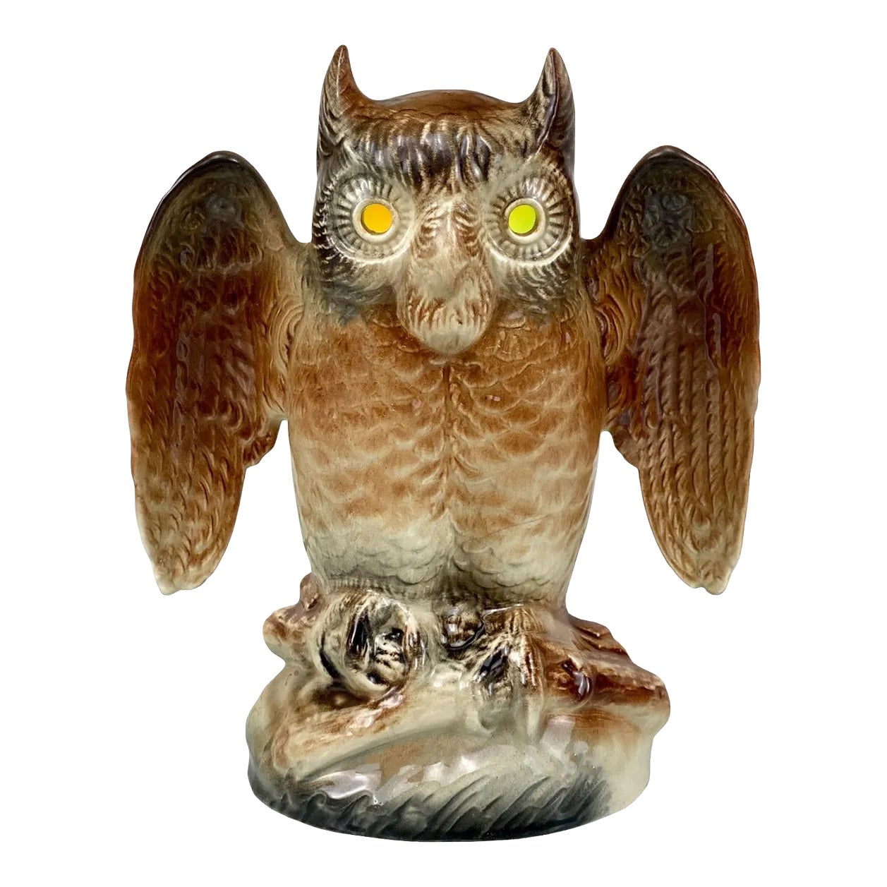 Mid-Century Porcelain Owl Figural Tv Lamp by Howard Kron | Chairish